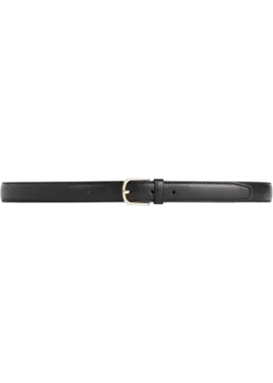 TOTEME Slim Leather Belt With Gold-tone Buckle - Black