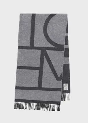 TOTÊME Monogram Jacquard Wool Scarf Dark Grey Mélange - Dark Grey Melange Monogram