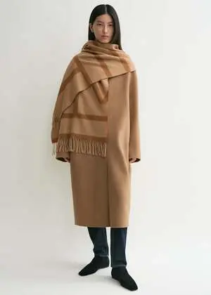 TOTÊME Monogram Jacquard Wool Scarf Camel - Camel Monogram