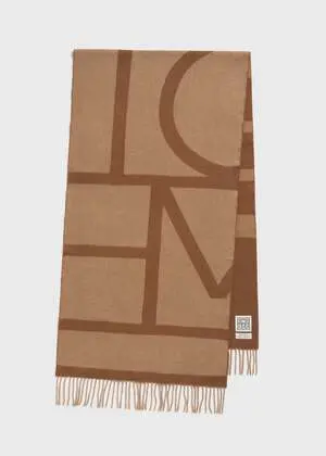 TOTÊME Monogram Jacquard Wool Scarf Camel - Camel Monogram