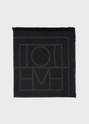 TOTEME Monogram Wool Cashmere Scarf Dark Grey - Dark Grey Monogram