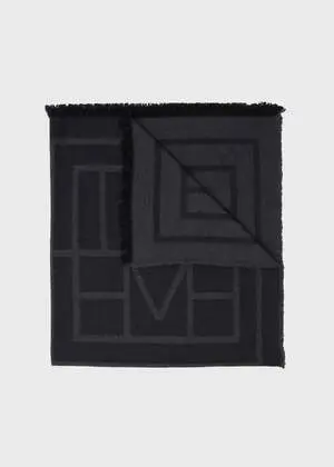 TOTEME Monogram Wool Cashmere Scarf Dark Grey