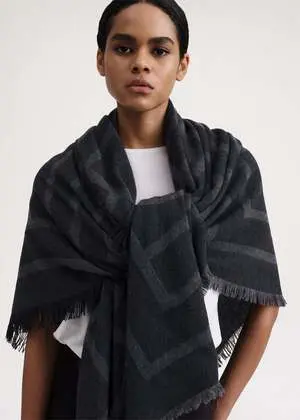 TOTEME Monogram Wool Cashmere Scarf Dark