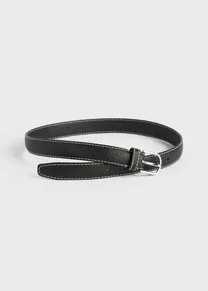 TOTEME Slim Grained-leather Belt - Black