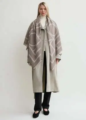 TOTEME Monogram Wool Cashmere Scarf Tobacco