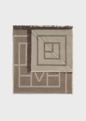 TOTEME Monogram Wool Cashmere Scarf Tobacco