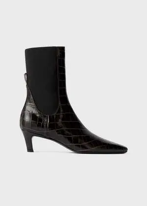 TOTEME Croco-embossed Mid-heel Ankle Boots