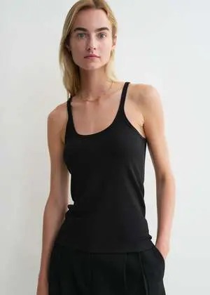 TOTEME Scoop Neck Rib Tank - Black