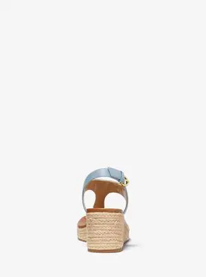 Michael Kors Laney Saffiano Leather Espadrille Wedge Sandal