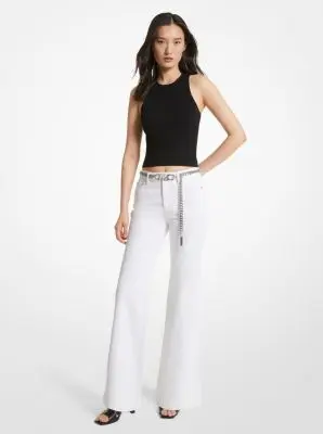 Michael Kors Denim Belted Flared Jeans