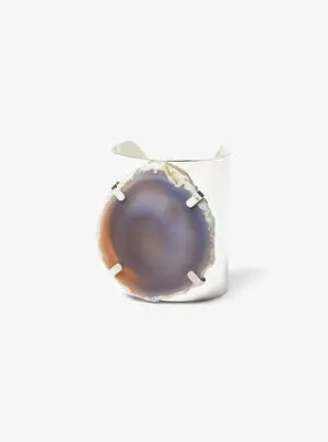 Michael Kors Precious Metal-plated Brass And Agate Cuff In By - Silver
