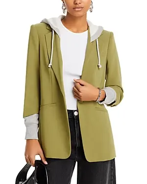 Cinq À Sept Cinq A Sept Khloe Hoodie Jacket Olive Green/heather Grey
