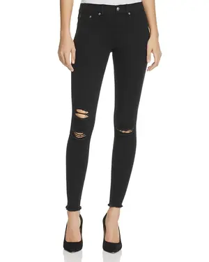 Hue Ripped Knee Denim Leggings - Black