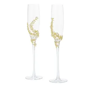 OLIVIA RIEGEL Eleanor Flute, Set Of 2 - Clear/gold