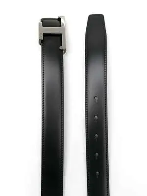 TOD'S T-buckle Reversible Leather Belt - Black