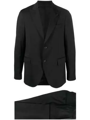 LARDINI Single-breasted Two-piece Wool Suit - Black