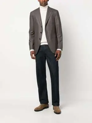 Caruso Single-breasted Wool Blazer - Grey