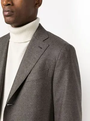 Caruso Single-breasted Wool Blazer - Grey
