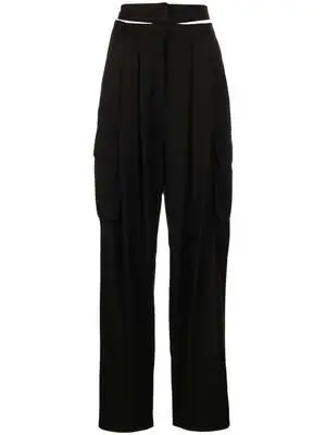 ANDREĀDAMO Pleated Cut-out Cargo Trousers - Black