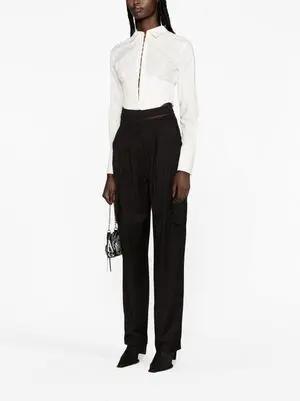 ANDREĀDAMO Pleated Cut-out Cargo Trousers - Black