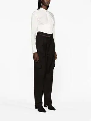 ANDREĀDAMO Pleated Cut-out Cargo Trousers - Black