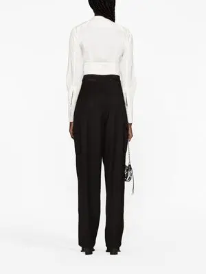 ANDREĀDAMO Pleated Cut-out Cargo Trousers - Black