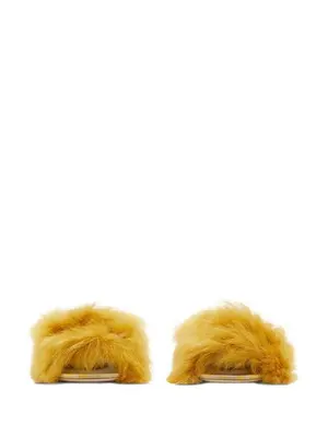Burberry 60mm Shearling Open-toe Sandals - Yellow