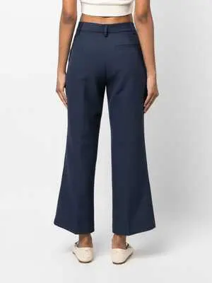 Closed Wide-leg Cropped Trousers - Blue
