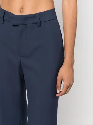 Closed Wide-leg Cropped Trousers - Blue
