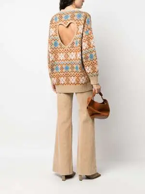 Dsquared2 Geometric-print Wool Cardigan - Neutrals