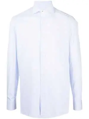 LUIGI BORRELLI Striped Long-sleeve Cotton Shirt - Blue