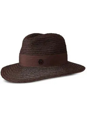 MAISON MICHEL Henrietta Straw Fedora - Brown