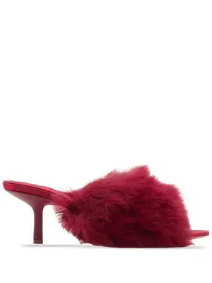 Burberry Jackie 65mm Shearling Sandals - Red