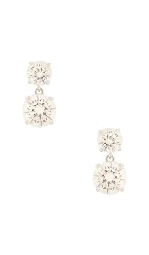 Shashi Double Solitaire Stud Earrings - Silver