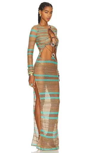 Jaded London Allure Stripe Knitted Maxi Dress In Multi - 30% Off |  Editorialist