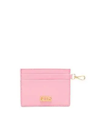 Gcds Comma Logo-plaque Leather Cardholder - Pink