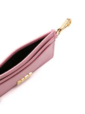 Gcds Comma Logo-plaque Leather Cardholder - Pink