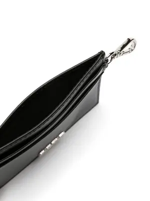Gcds Comma Logo-plaque Leather Cardholder - Black