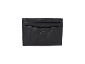 COACH Quilted Pillow Leather Essential Card Case Handbags Chalk - Black