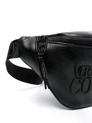 Versace Logo-lettering Grained Belt Bag