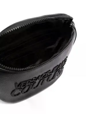 Versace Logo-lettering Grained Belt Bag