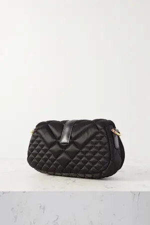 Versace Greca Goddess Mini Embellished Leather-trimmed Quilted Satin Shoulder Bag