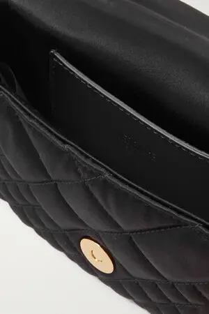 Versace Greca Goddess Mini Embellished Leather-trimmed Quilted Satin Shoulder Bag