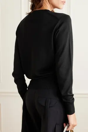 AMI Paris Net Sustain Adc Embroidered Merino Wool Sweater - Black