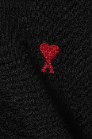 AMI Paris Net Sustain Adc Embroidered Merino Wool Sweater - Black