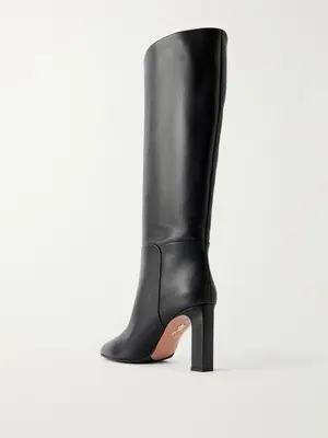 AQUAZZURA Sellier 85 Leather Knee Boots - Black