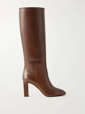AQUAZZURA Sellier 85 Leather Knee Boots Tan