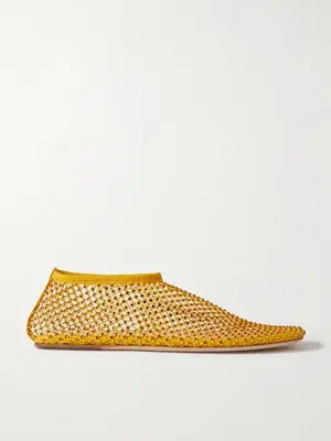 Christopher Esber Minette Crystal-embellished Mesh Ballet Flats Orange