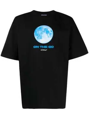 Off-White Moon-print Cotton T-shirt - Black