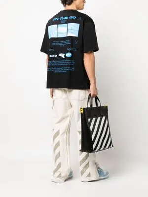 Off-White Moon-print Cotton T-shirt - Black